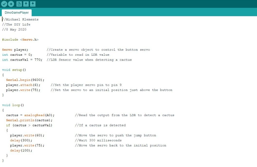 One Arduino Playing the Chrome Dino Game on Another - Instructables