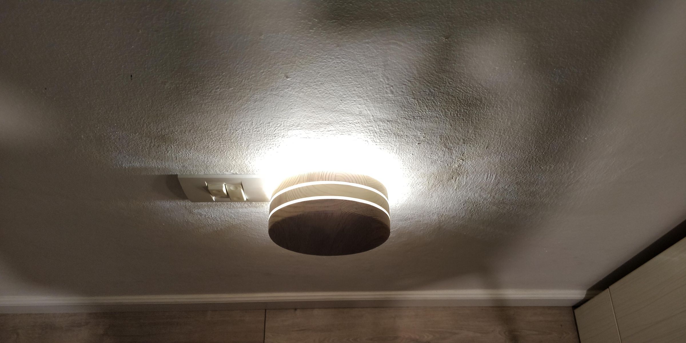 Plug-in Round Wood Wall LED Lamp | Portable Circle Socket Plug Night ...