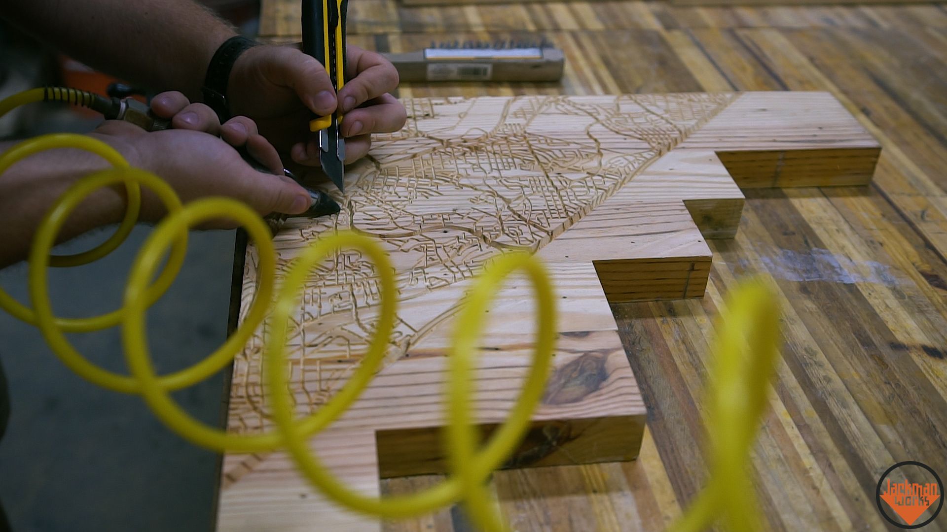 Reclaimed Wall Map With Epoxy Resin River and Road Inlay (Washington, D ...