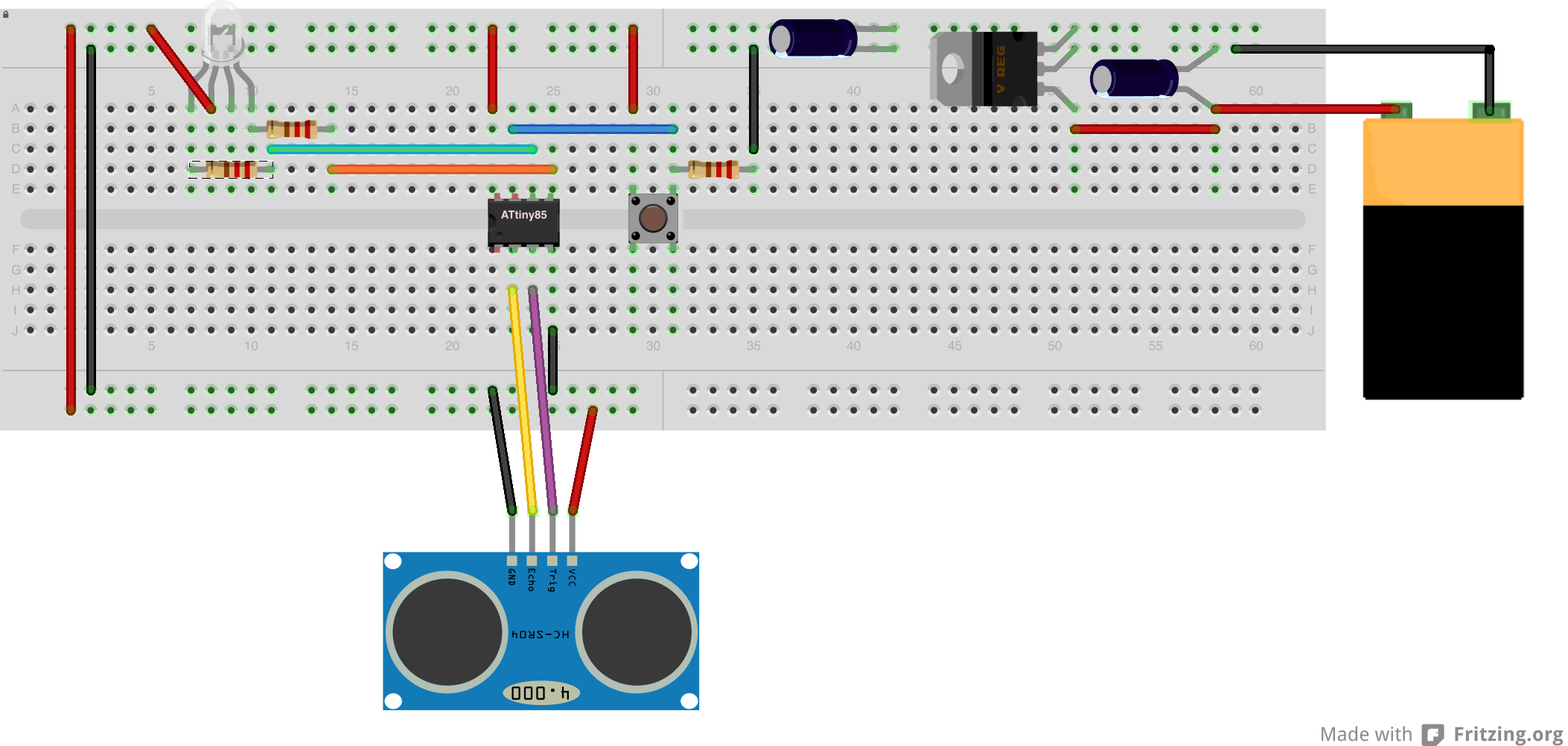 Ultrasonic Garage Parking Assistant With Arduino and an ATtiny85 : 4 ...