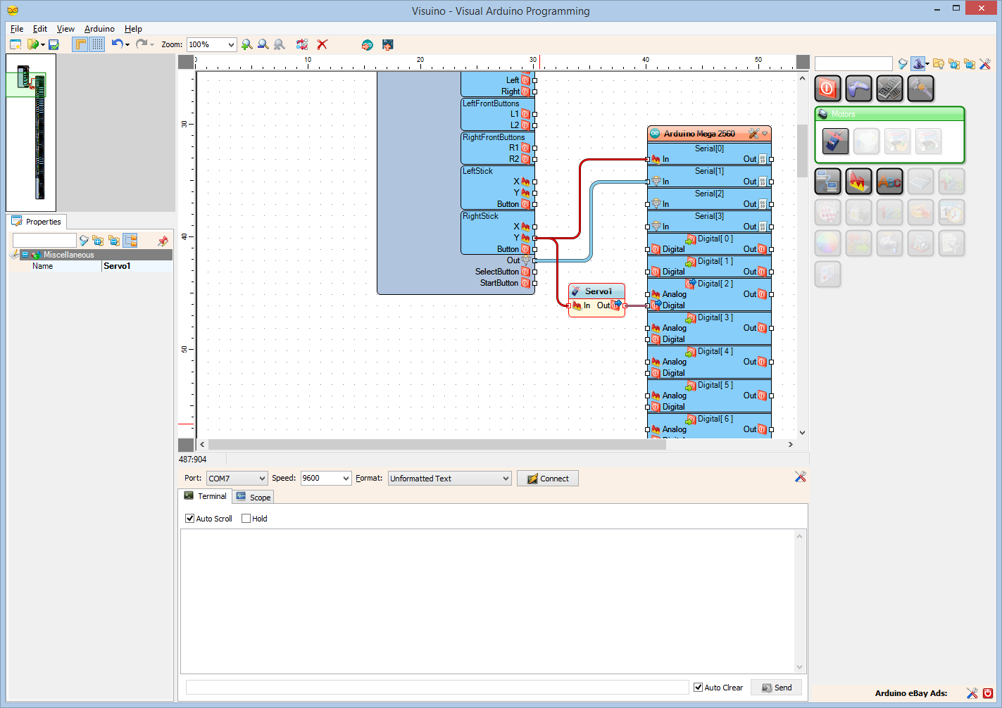 Arduino: Controlling Servo With PS2 Controller (Program With Visuino ...