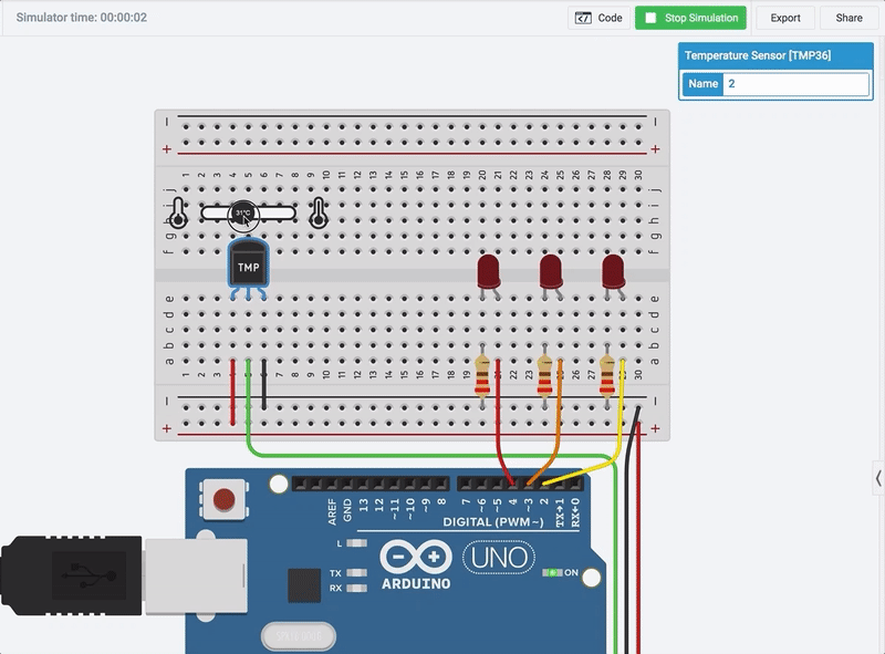 Tmp36 Temperature Sensor With Arduino In Tinkercad 7 Steps With