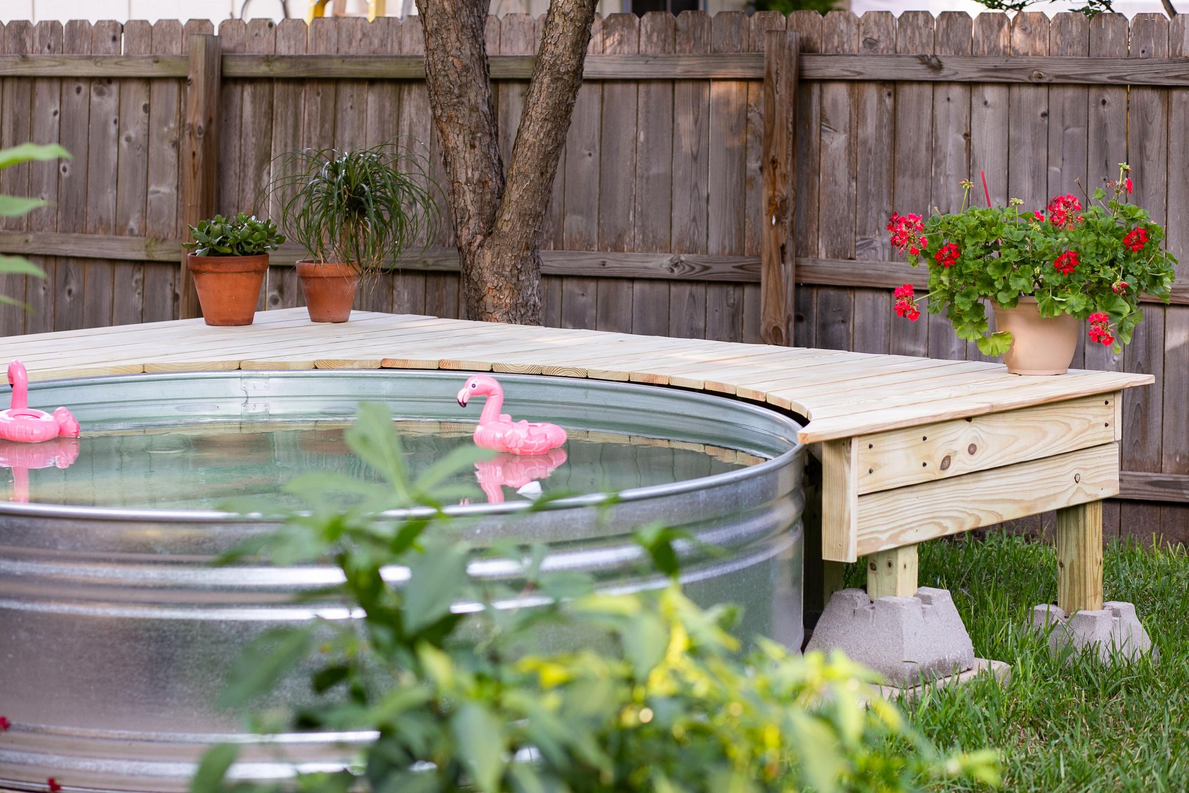 DIY Pool Deck With a Secret Hatch! How to Build a Deck for Your Stock ...
