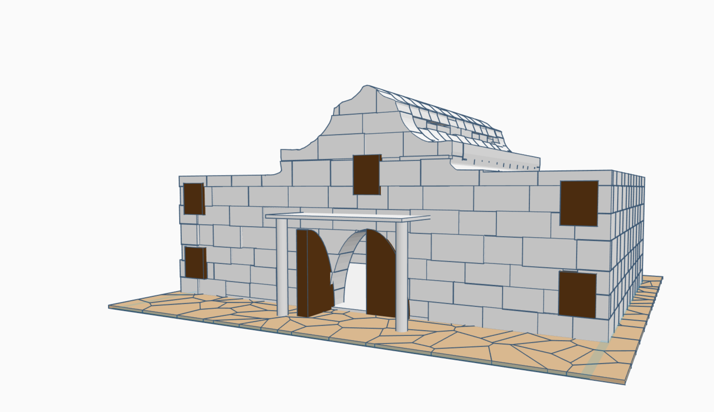 Cardboard 3d Alamo School Project 3D Ceramic Model Kit Fort Alamo (20