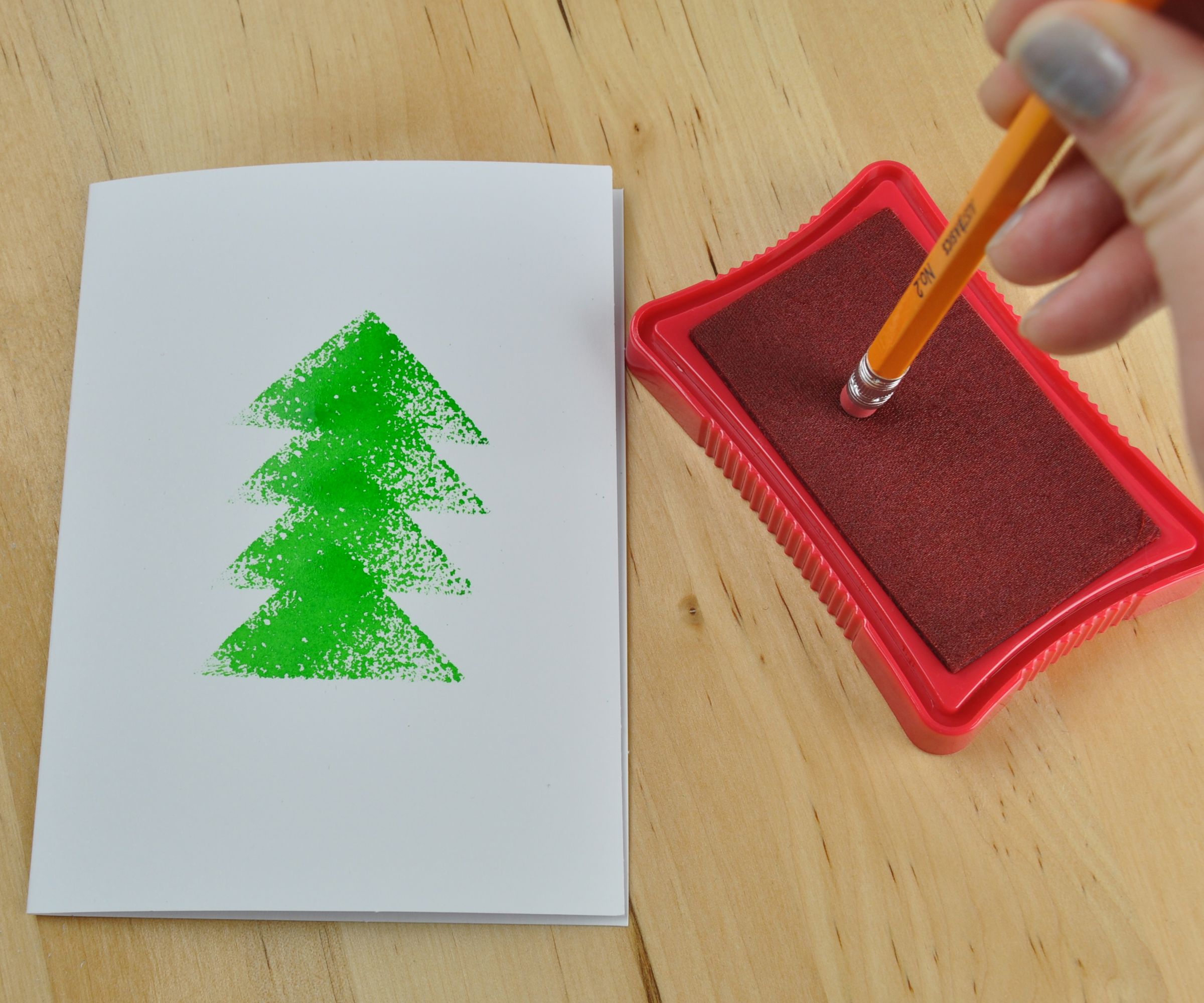 Sponge Stamped Christmas Tree Card : 4 Steps (with Pictures ...