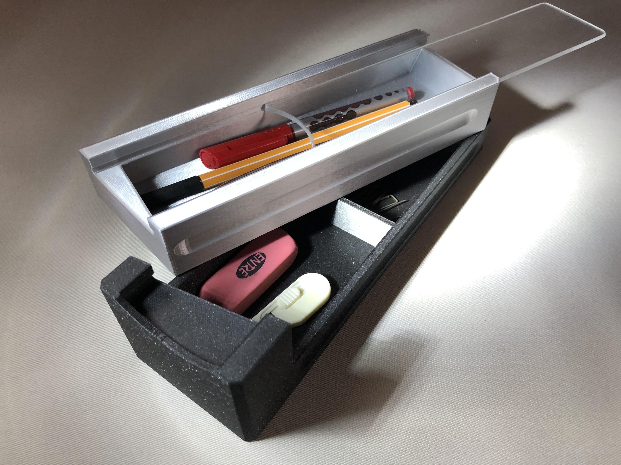 Pencil Box - Two Levels - Sliding Cover Lock - 3D Printed : 3 Steps ...