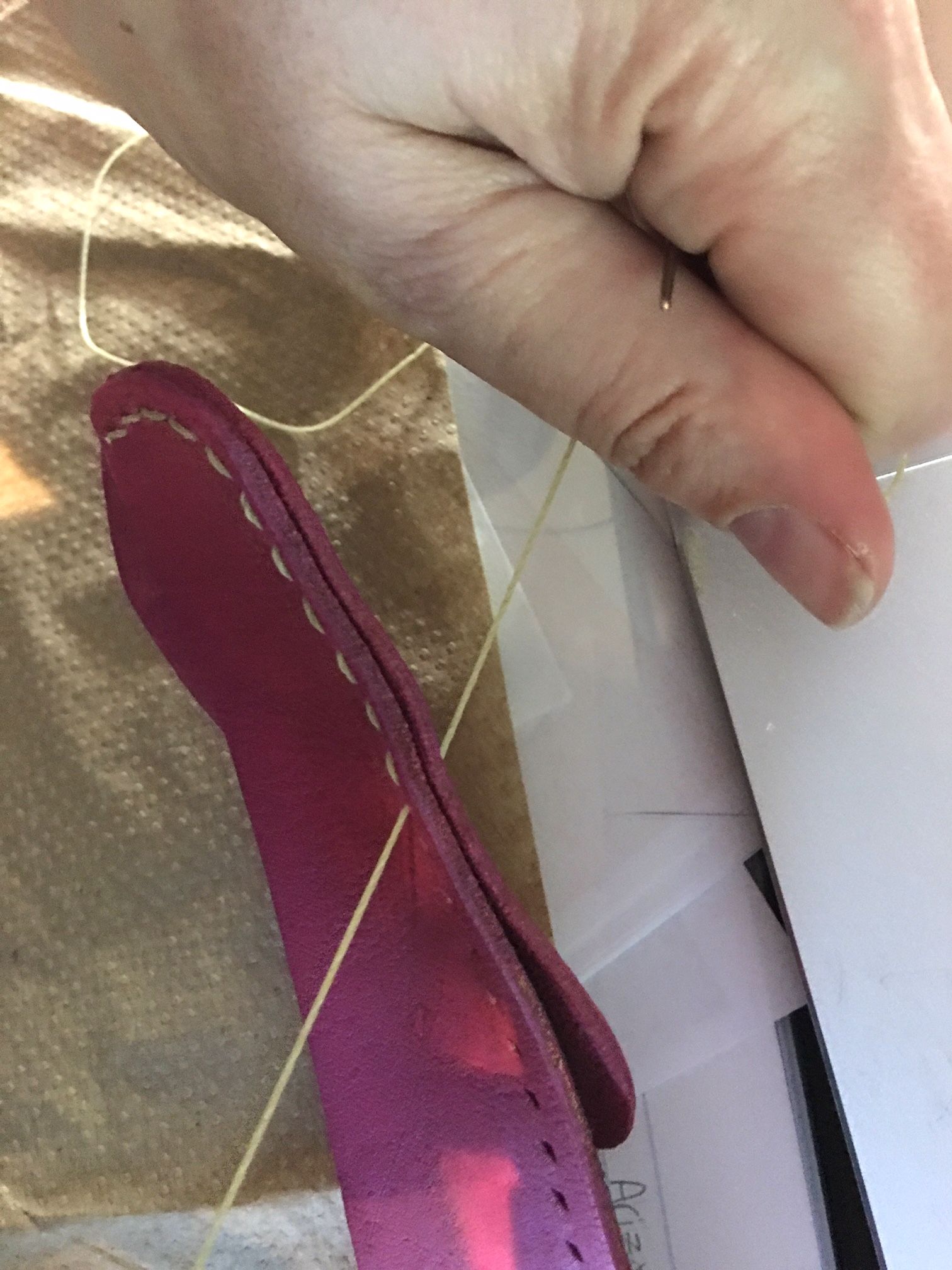 How to Do a Straight Stitch in Traditional Leatherworking : 6 Steps ...