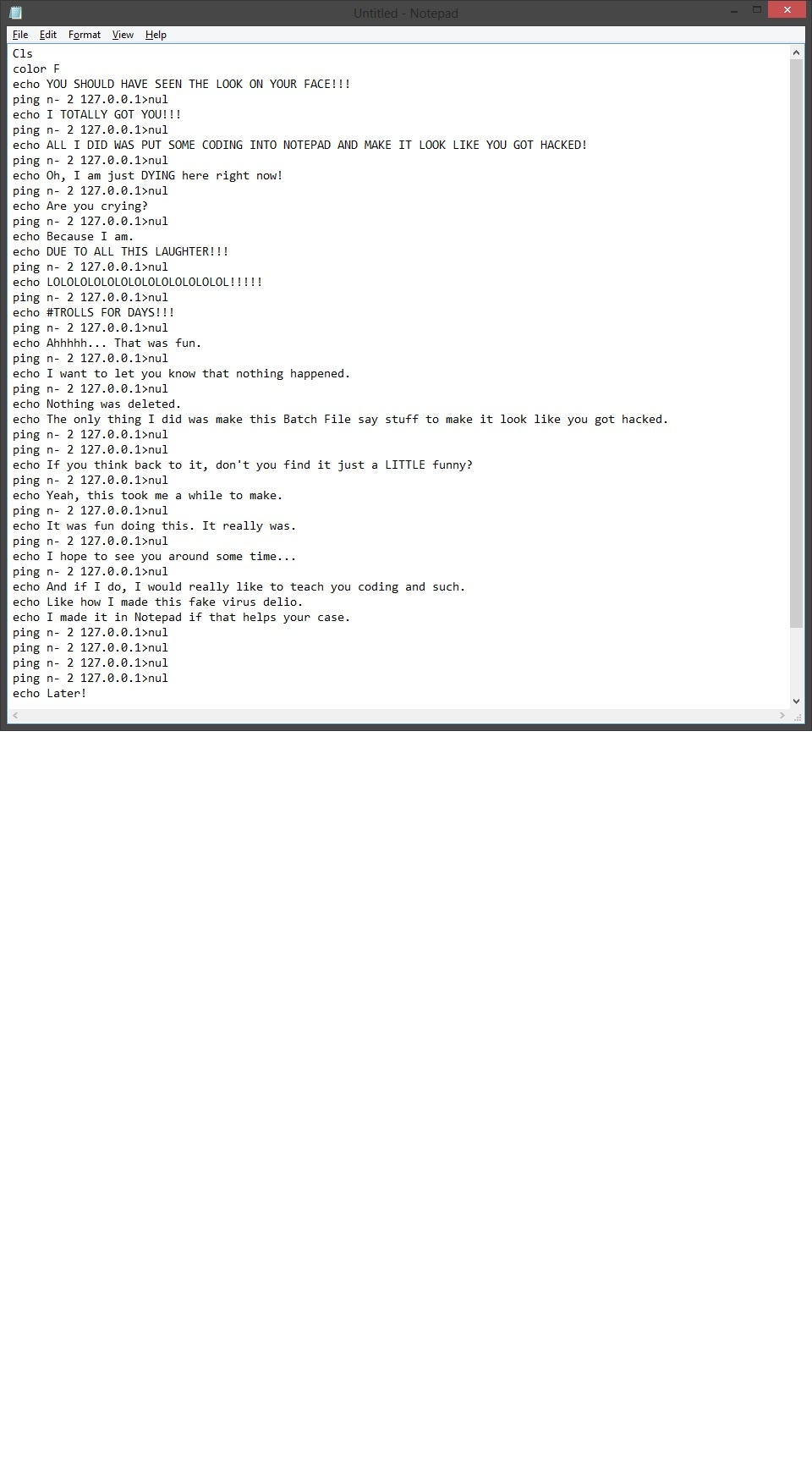 The Ultimate Fake Virus Via Notepad : 9 Steps - Instructables