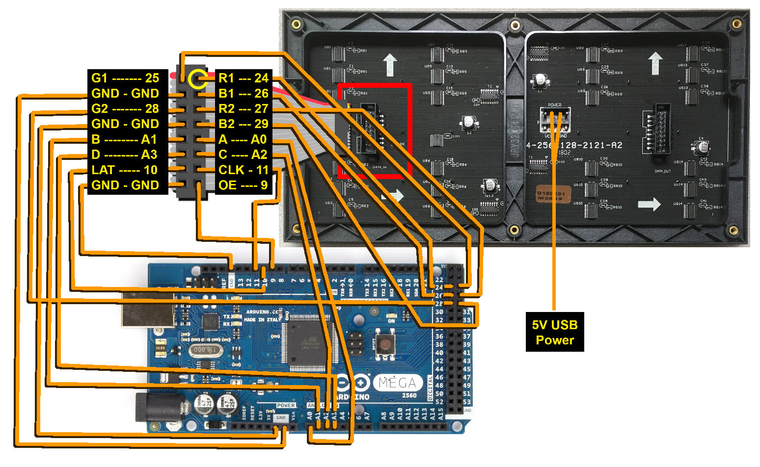 64x32 RGB LED Matrix With Arduino Mega : 6 Steps - Instructables