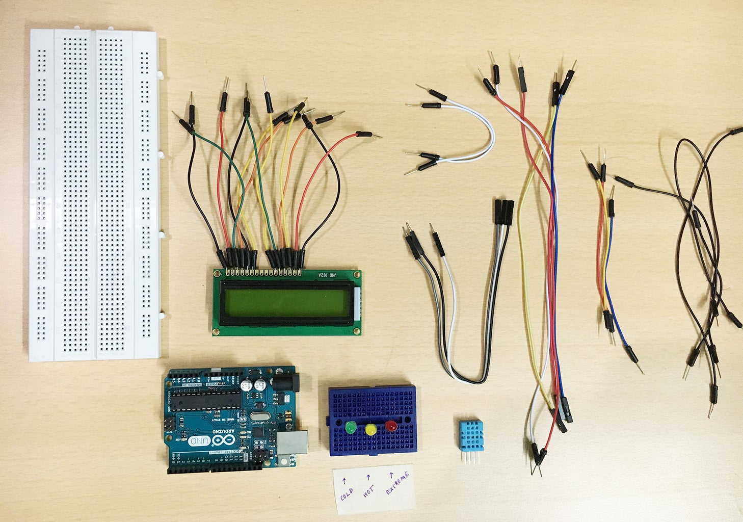 Temp And Humidity Sensor With Lcd Disp And Led Indicator 5 Steps With