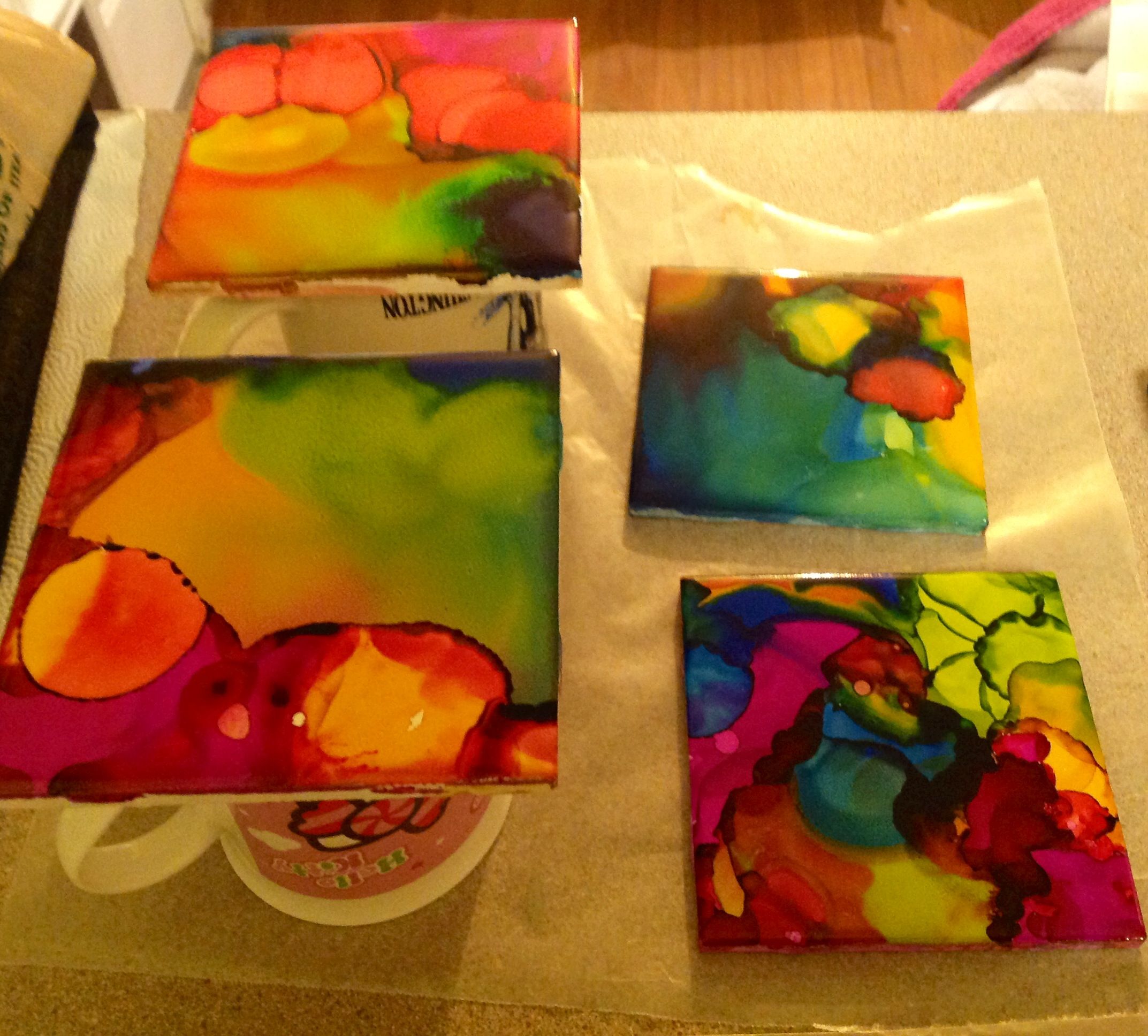 Alcohol Inked Tile Coasters : 9 Steps (with Pictures) - Instructables