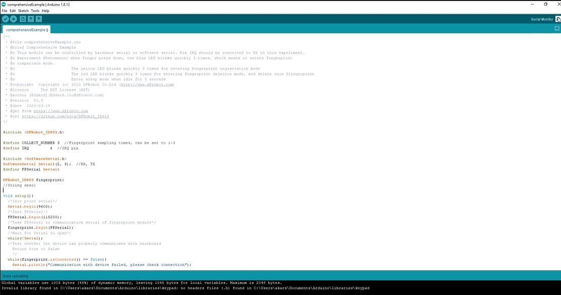 Interfacing Capacitive Fingerprint Sensor With Arduino UNO : 7 Steps ...