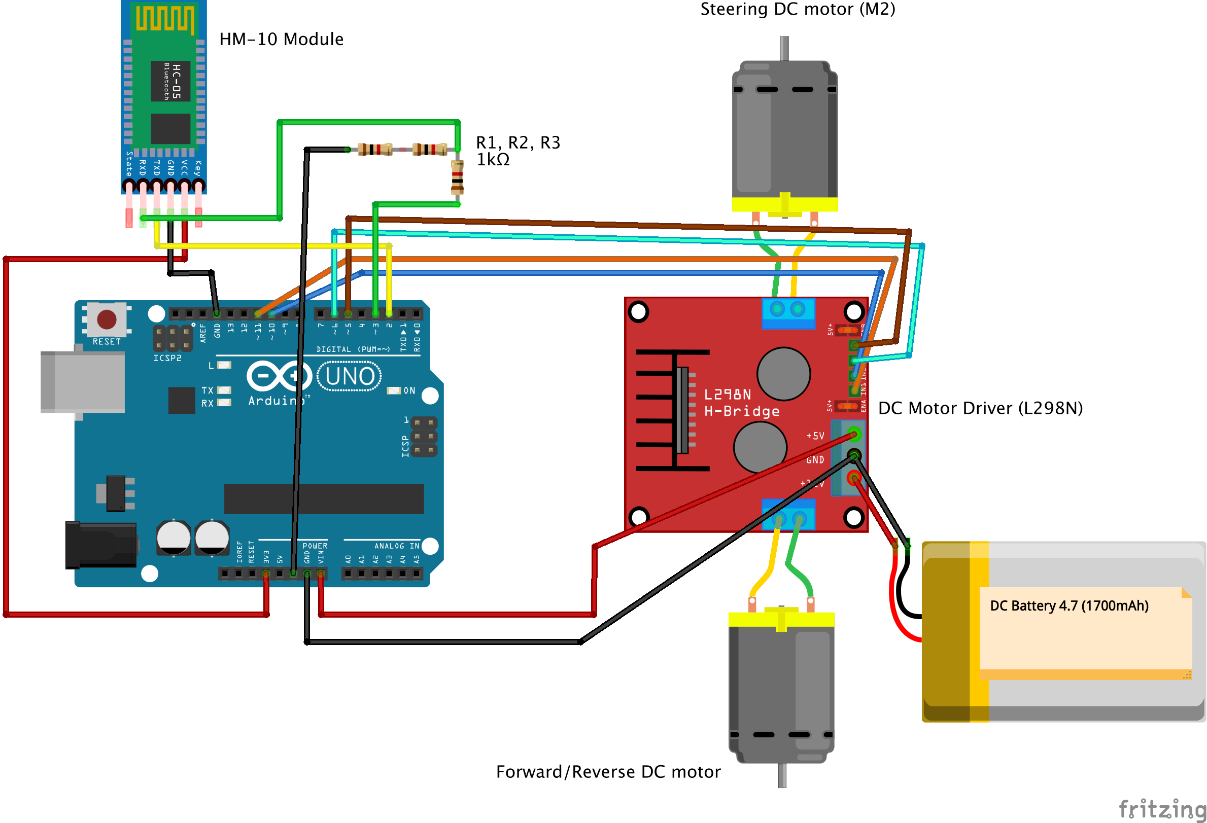 Bluetooth RC CAR (Arduino HM-10 + IPhone Controller) Mode 1 : 6 Steps ...