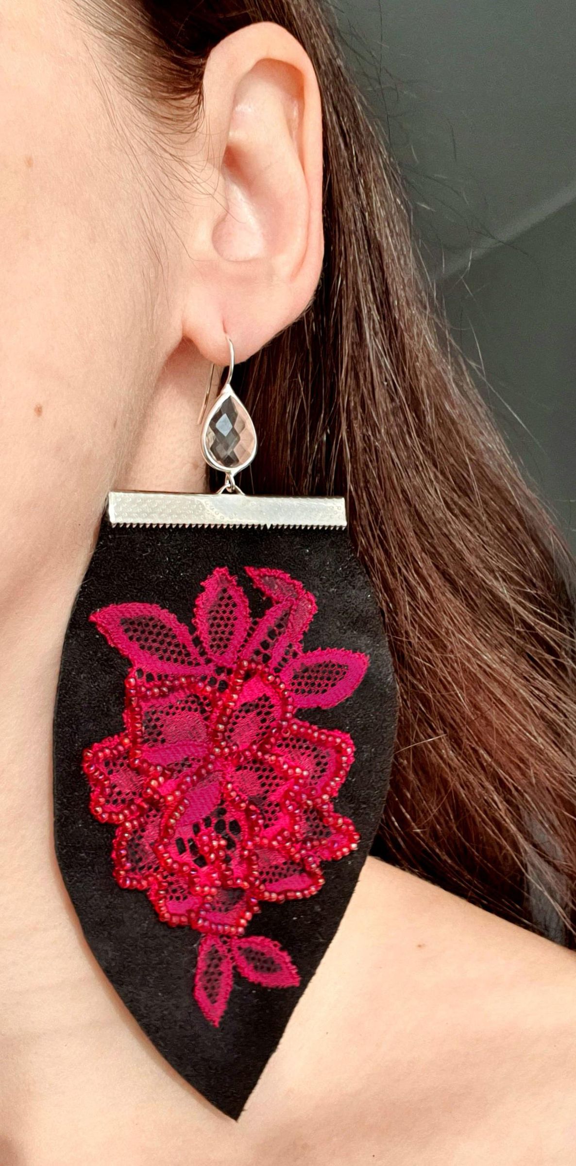 Embroidered Lace Earrings With Beads : 5 Steps (with Pictures ...