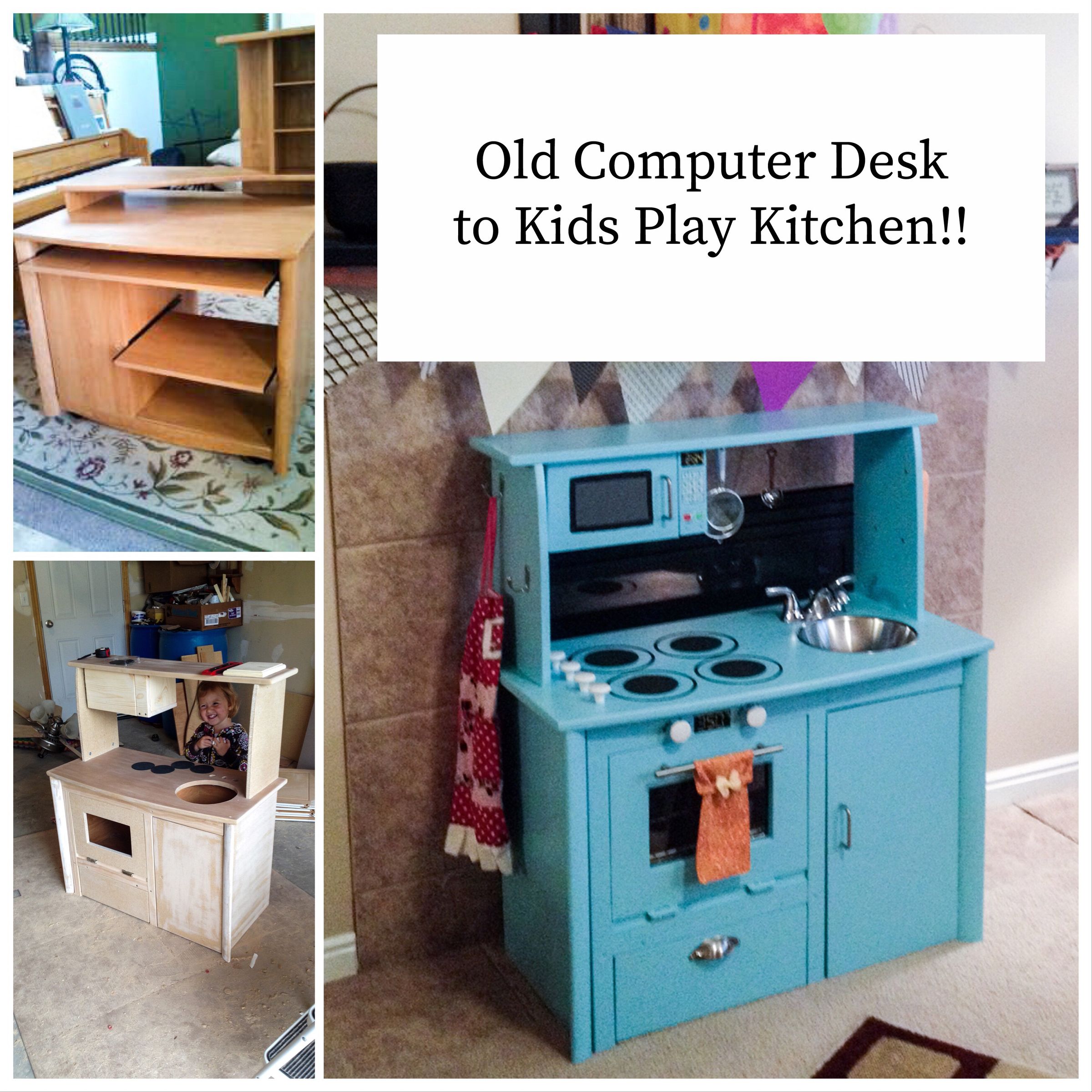 Kid Play Kitchen From an Old Computer Desk : 12 Steps (with Pictures ...
