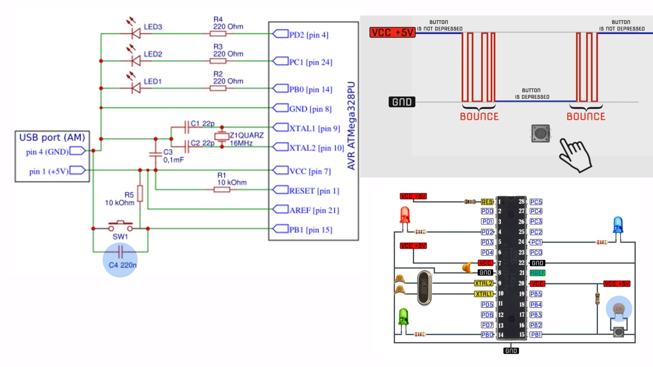 AVR Microcontroller. Toggle LED’s Using a Push Button Switch. Push Button Debouncing. : 4 Steps ...