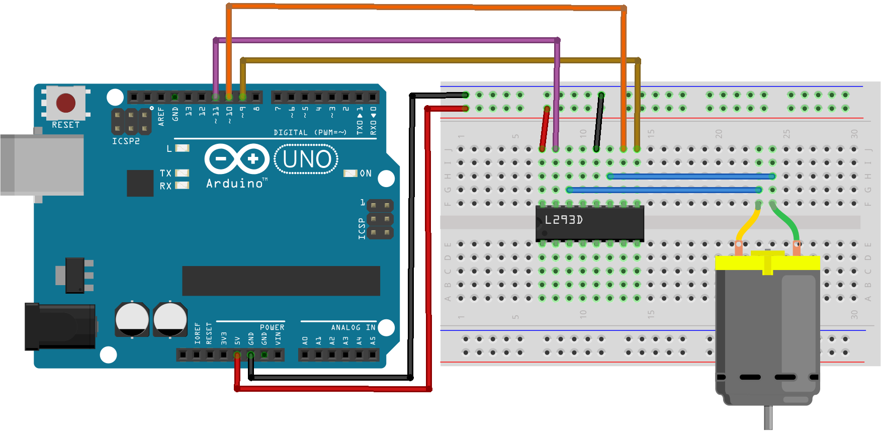 Control DC Motor Using L293D : 4 Steps - Instructables