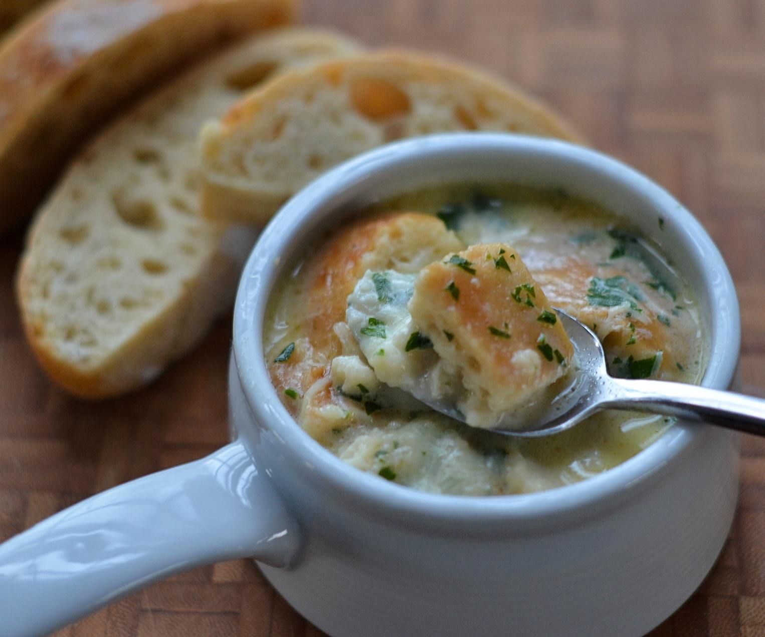 Creamy Garlic Bread Soup With No-Knead Ciabatta : 6 Steps (with ...