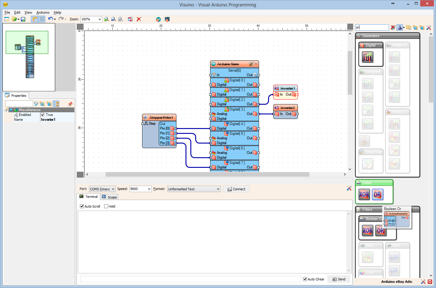 Arduino Nano and Visuino: Control Stepper Motor With Buttons : 12 Steps ...
