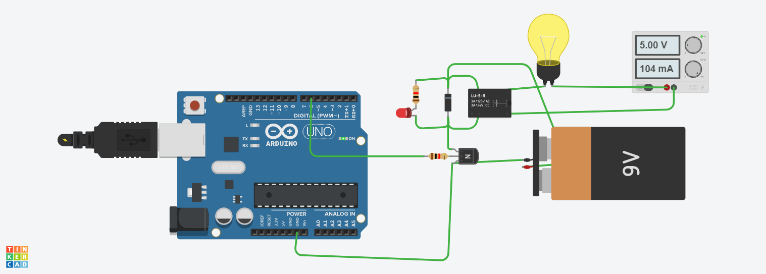 Interfacing Relay With Arduino in TinkerCad : 3 Steps - Instructables