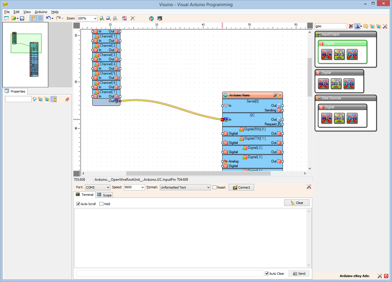 Arduino Nano: I2C Matrix Keypad With PCF8574/PCF8574A GPIO and Visuino ...