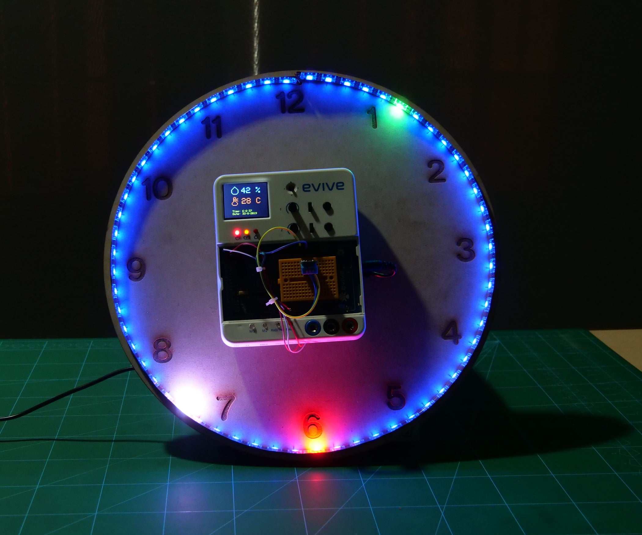 Rgb Led Wall Clock With Temperature Sensor Using Evive Arduino Based Embedded Platform 12