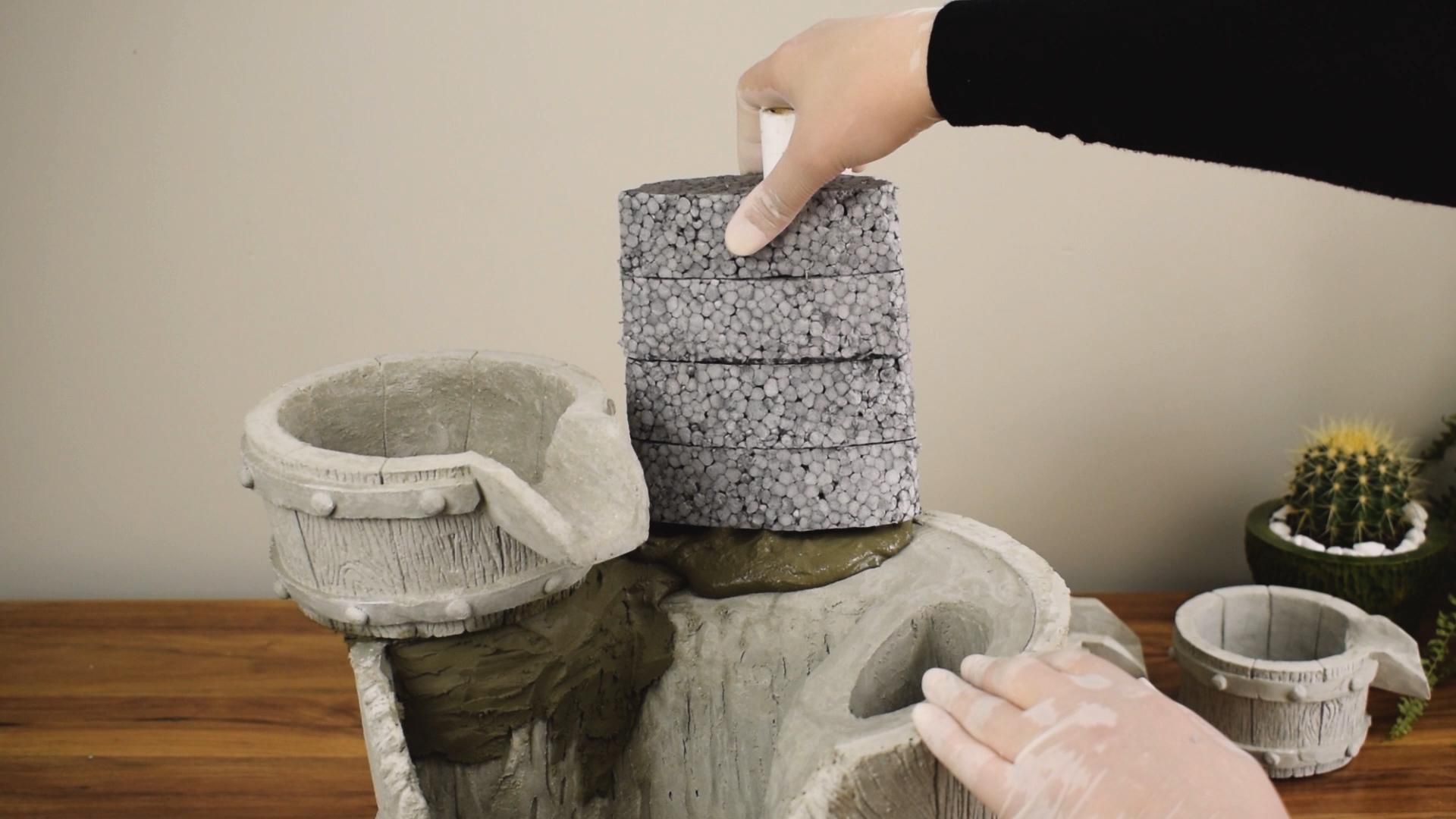 Concrete Barrel Waterfall Fountain Pot : 18 Steps (with Pictures ...