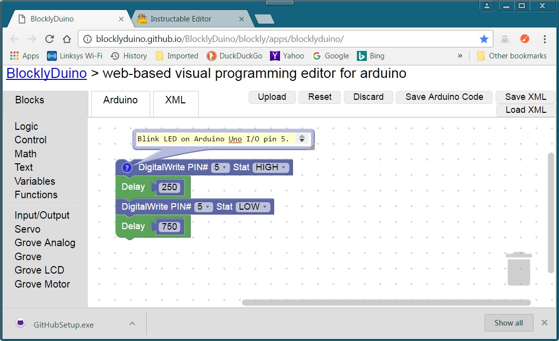 Using BlocklyDuino to Create Arduino Sketches - an Easy Intro to the ...