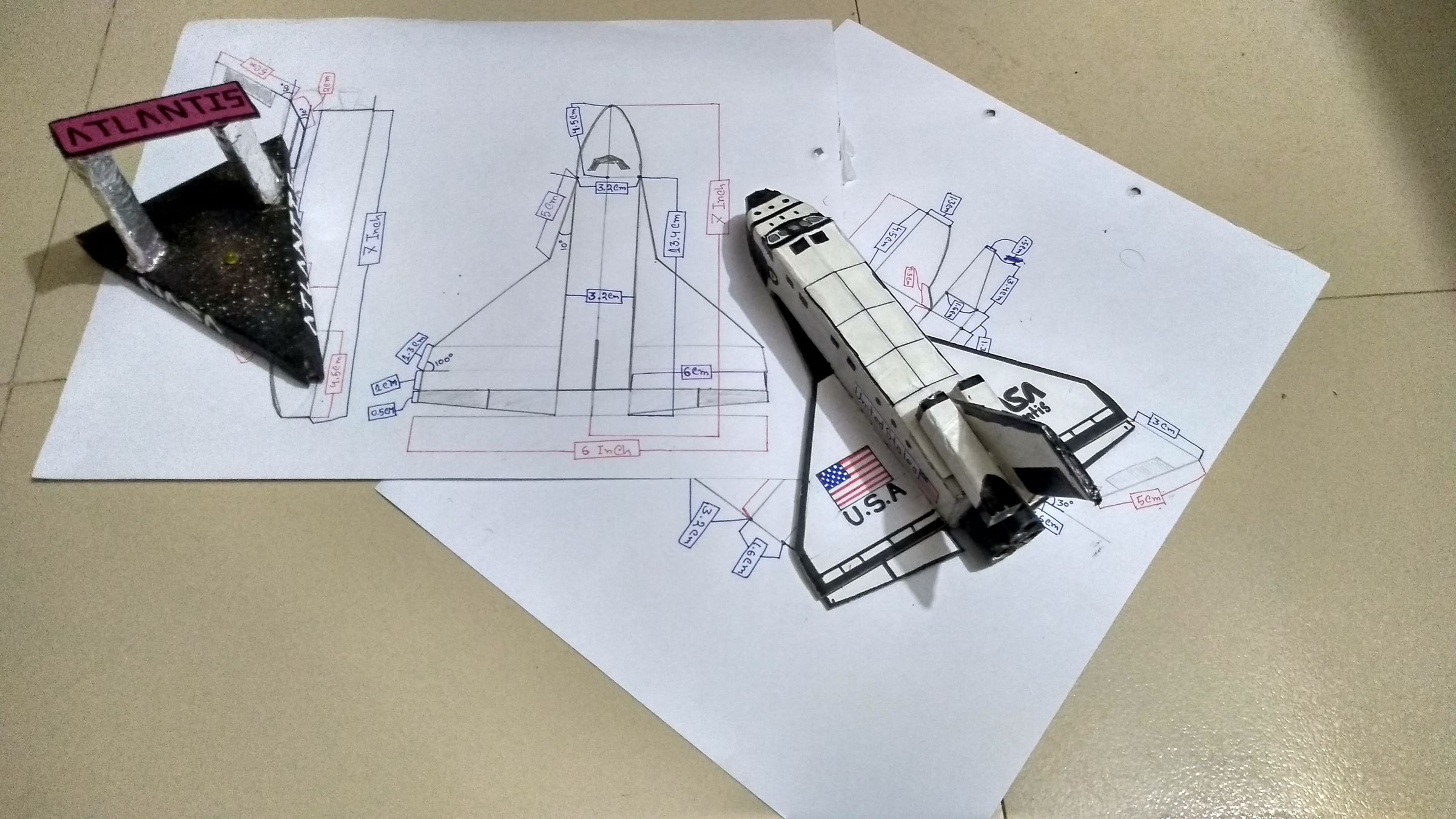 Space Shuttle Atlantis Cardboard Model (With Detachable Cardboard Stand ...