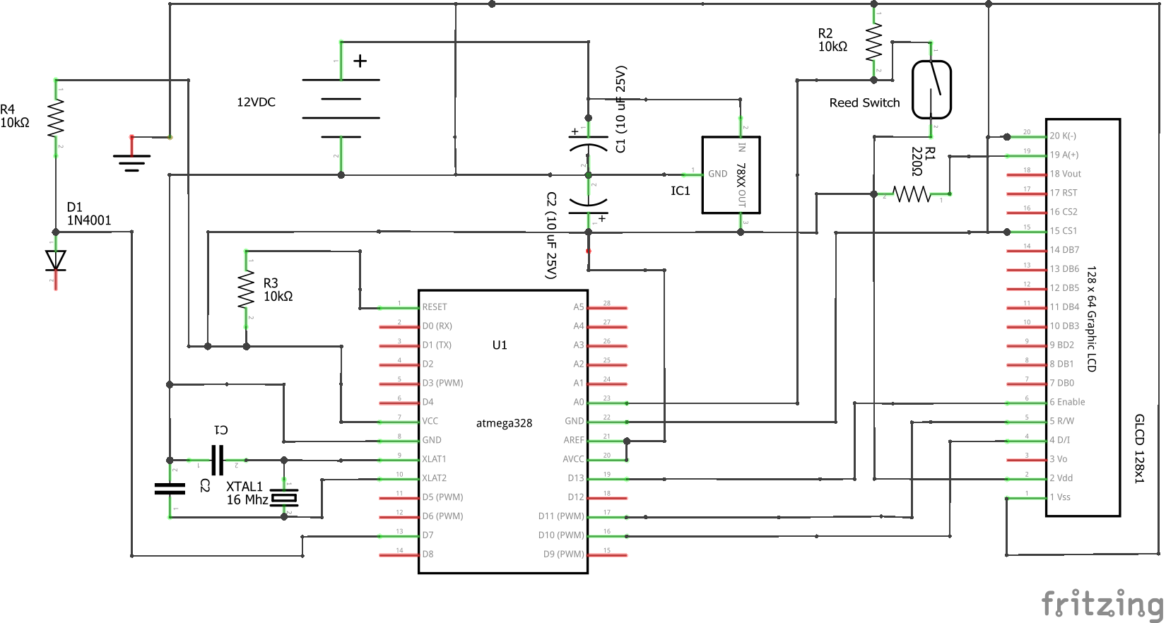 Arduino Bike Speedometer With 128 X 64 Graphics LCD : 5 Steps (with ...
