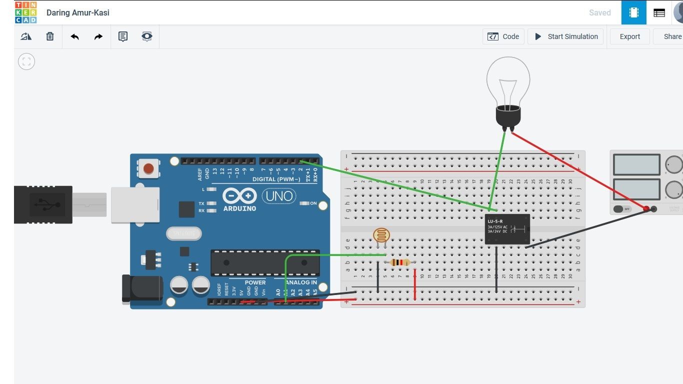 Arduino Relay Activated Light (TinkerCad) : 6 Steps (with Pictures) - Instructables