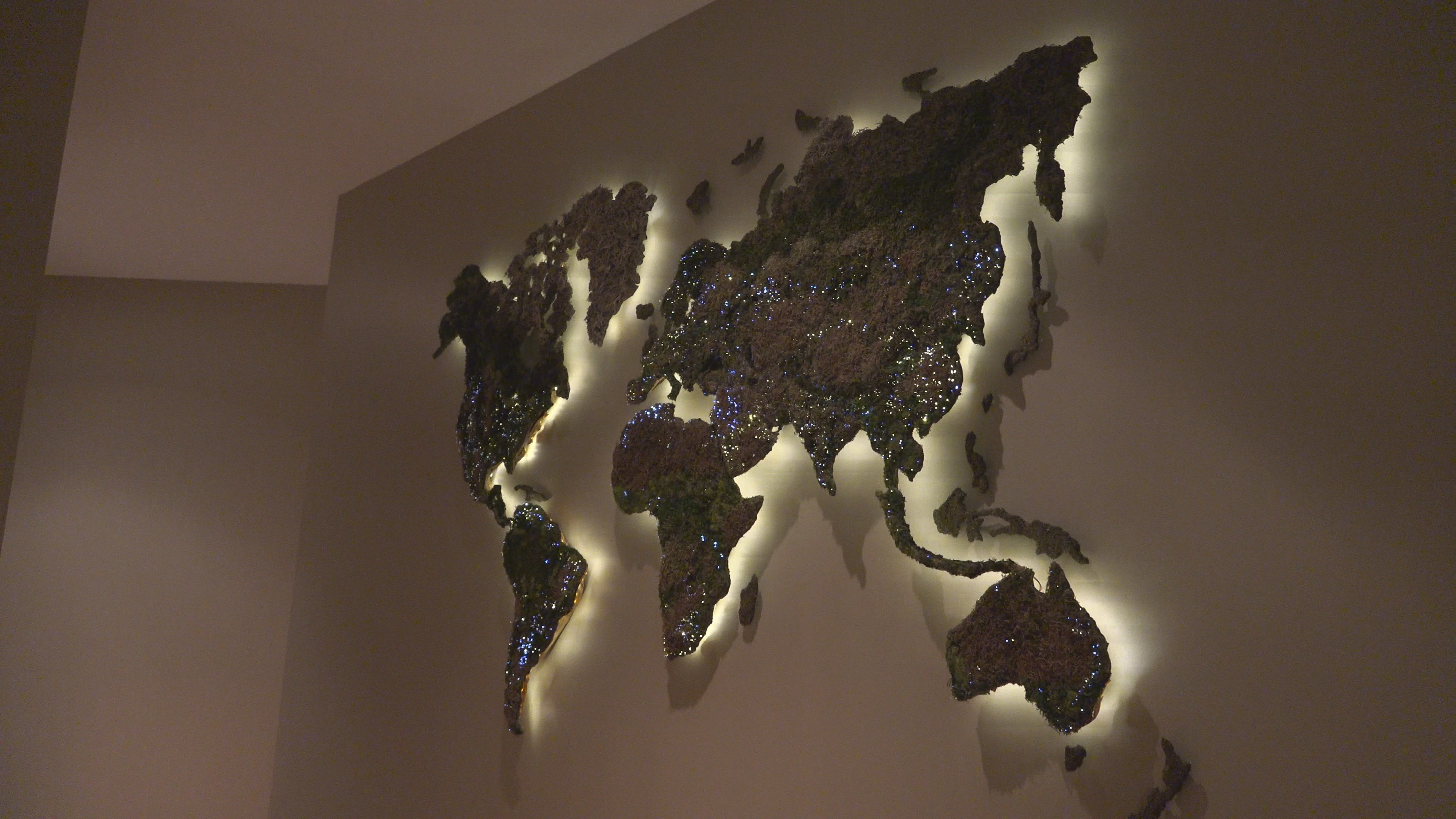 Floating World Backlit Moss Map With Arduino Fiber Optic LED Cities ...