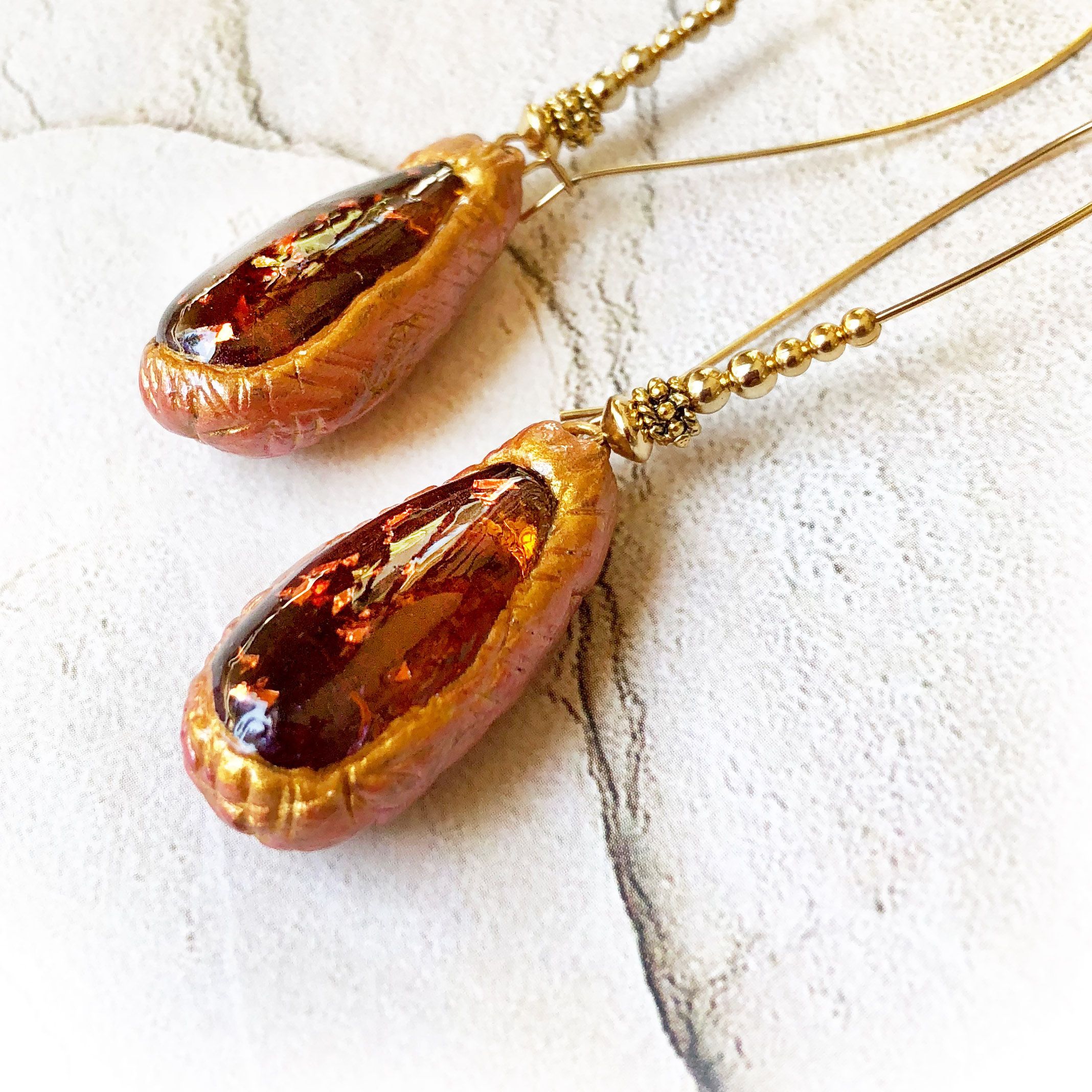 Orange & Gold - Beautiful Amber Tear Drop Earrings : 26 Steps (with ...