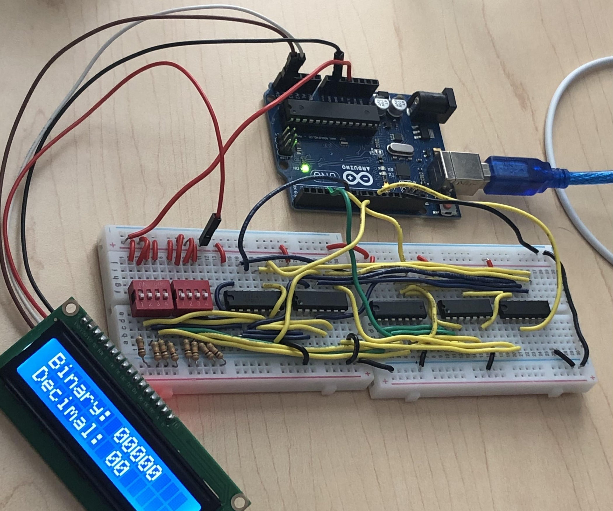 4 Bit Adder With LCD Monitor and Decimal Conversion : 7 Steps (with Pictures) - Instructables