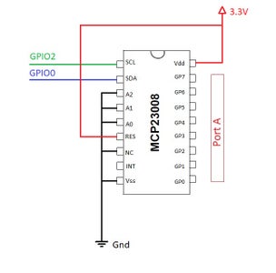 NODEMCU LUA ESP8266 With MCP23008 8 Bit Port Expander IC : 6 Steps ...