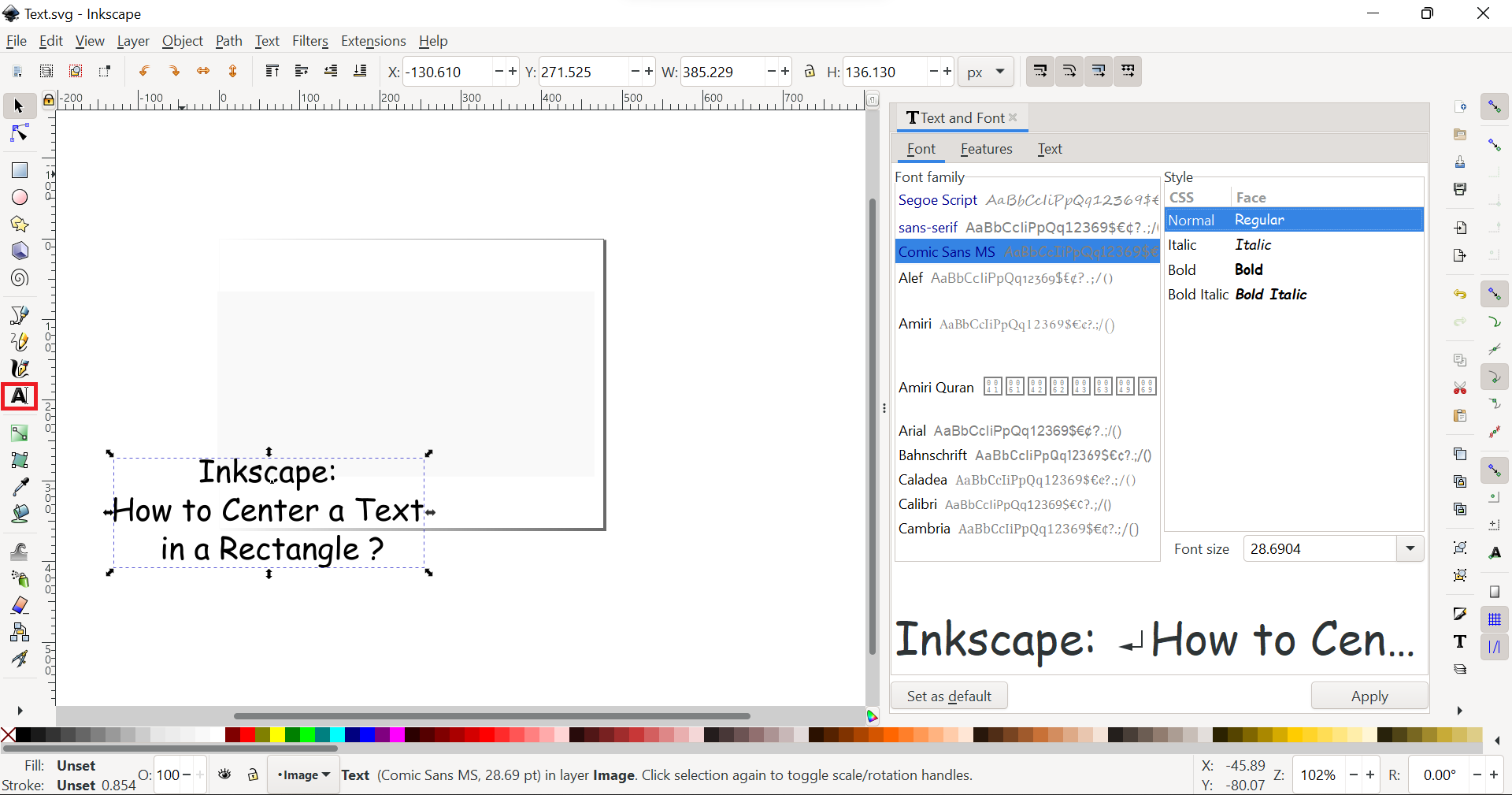 Inkscape: How to Center a Text in a Rectangle ? (~ 8 Skills) : 5 Steps ...