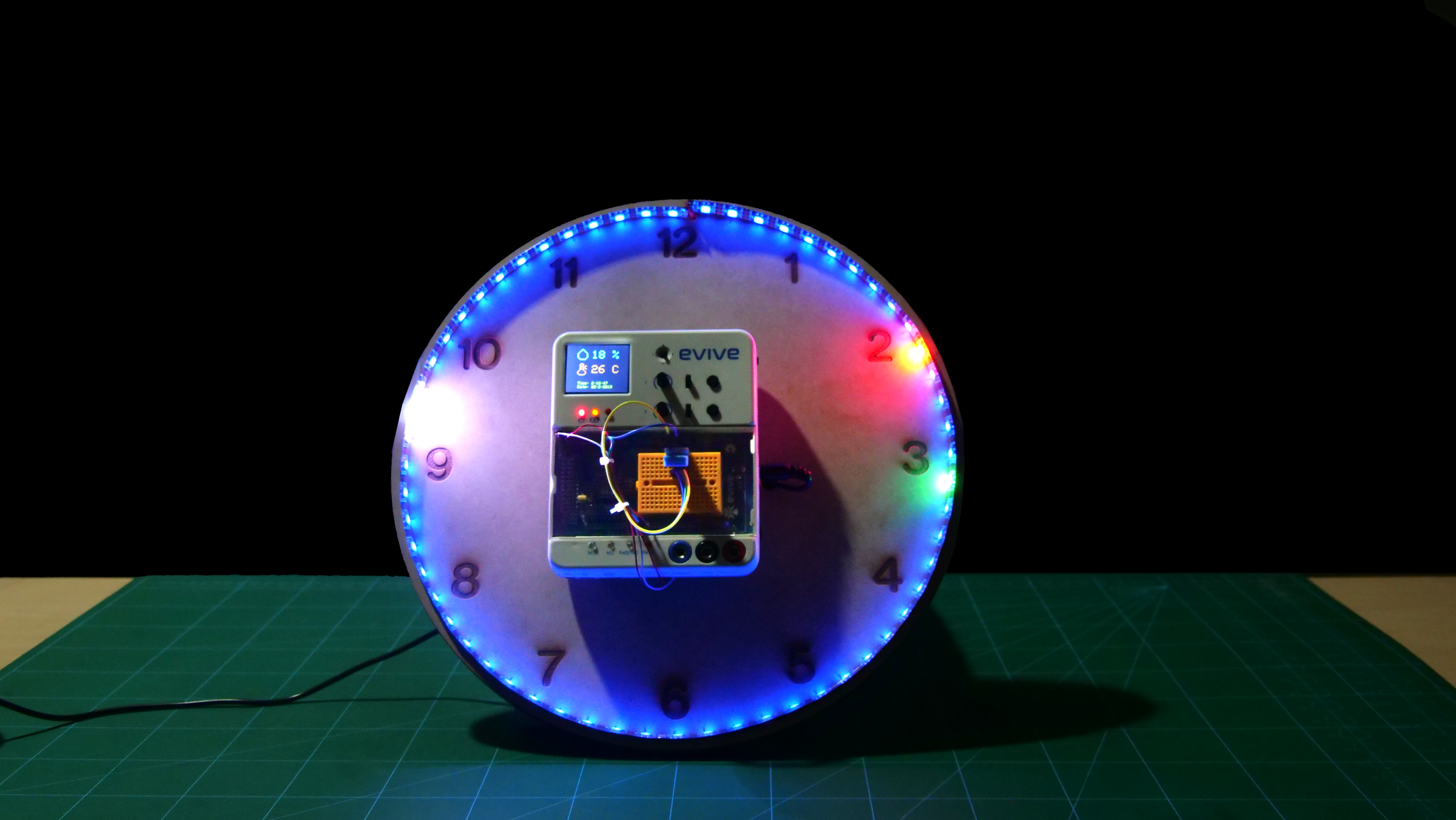 RGB LED Wall Clock With Temperature Sensor Using Evive- Arduino Based ...