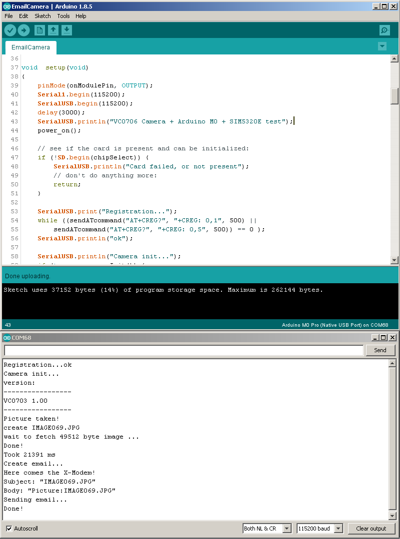 Arduino Email Camera (VC0706 + 3G Shield + Arduino M0 Analogue) : 5 Steps - Instructables