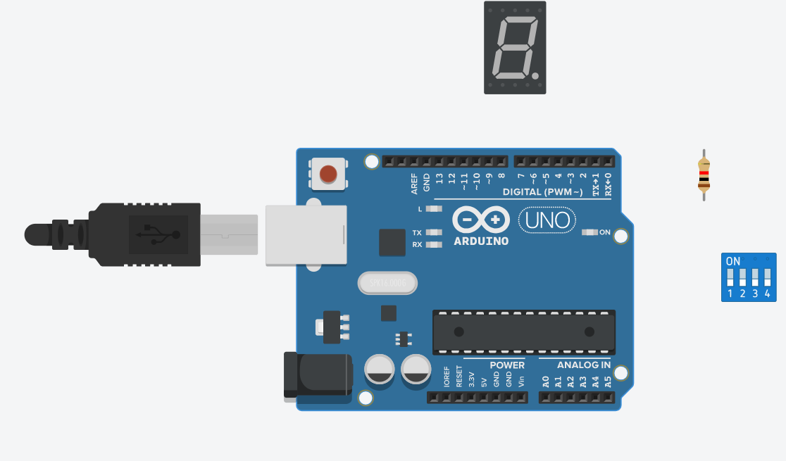 Tutorial 4 DIP Switch SPST and 7-segment LED Through Tinkercad : 5 ...