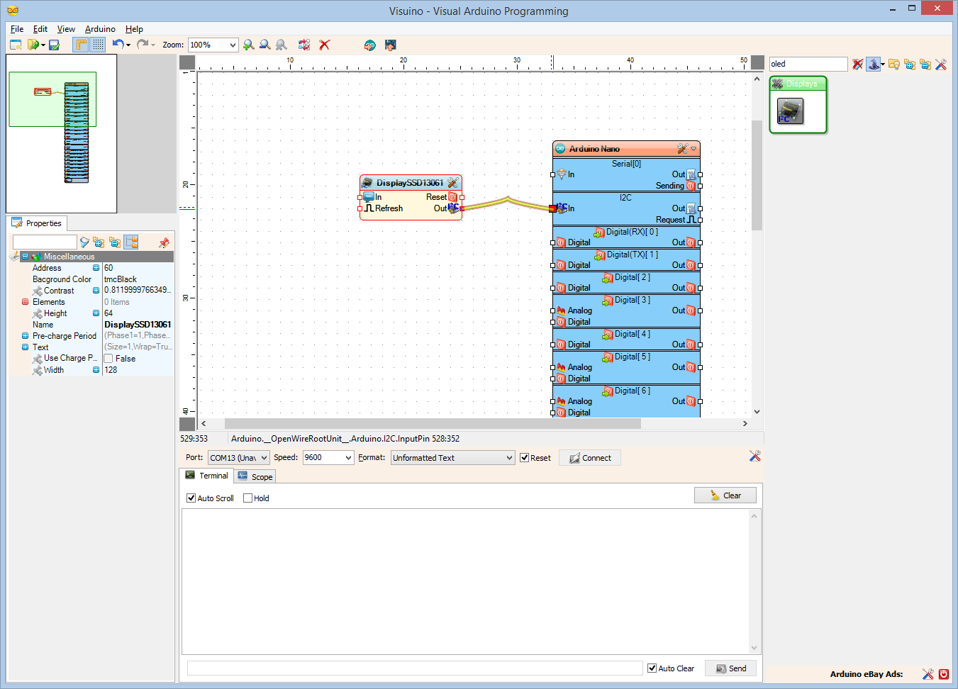 Arduino Nano: Bitmap Animation in SSD1306 I2C OLED Display With Visuino ...