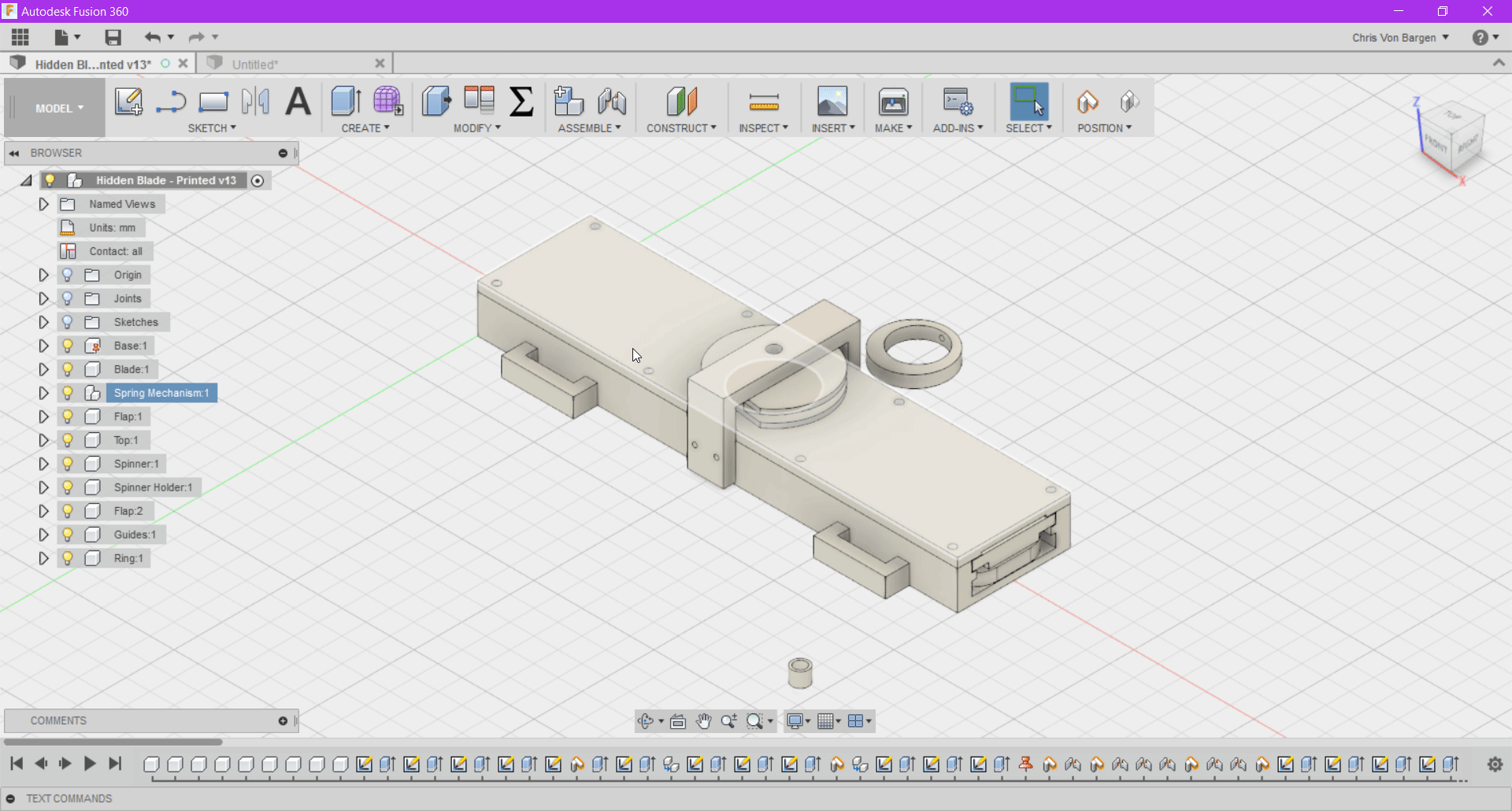 3D Printed Hidden Blade Prop - Fusion 360 Design : 6 Steps (with ...