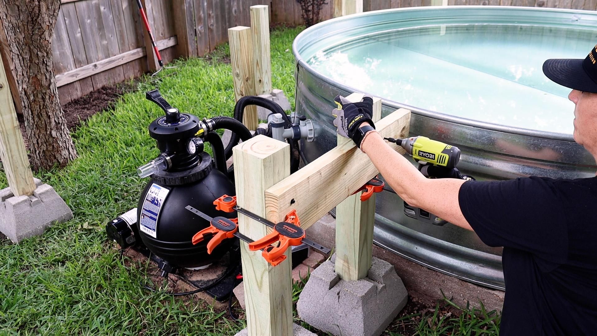 DIY Pool Deck With a Secret Hatch! How to Build a Deck for Your Stock ...