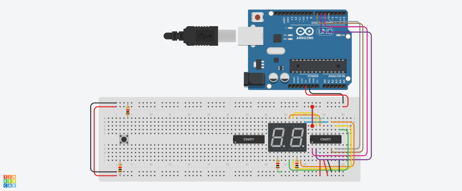 Two Digit Timer/Counter Using Arduino & 7 Segment Display : 10 Steps ...