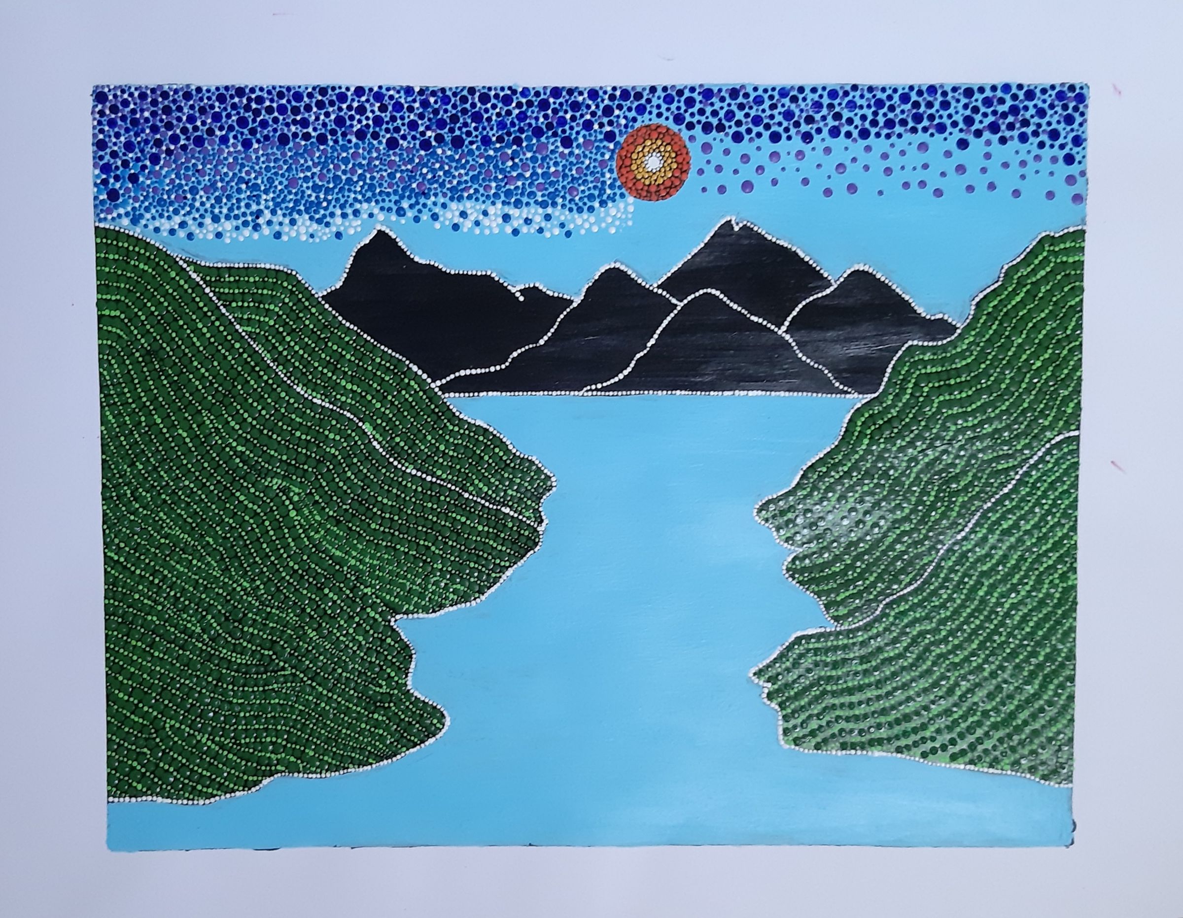 Step by Step Landscape Dot Painting | Dot Art Tutorial : 6 Steps ...