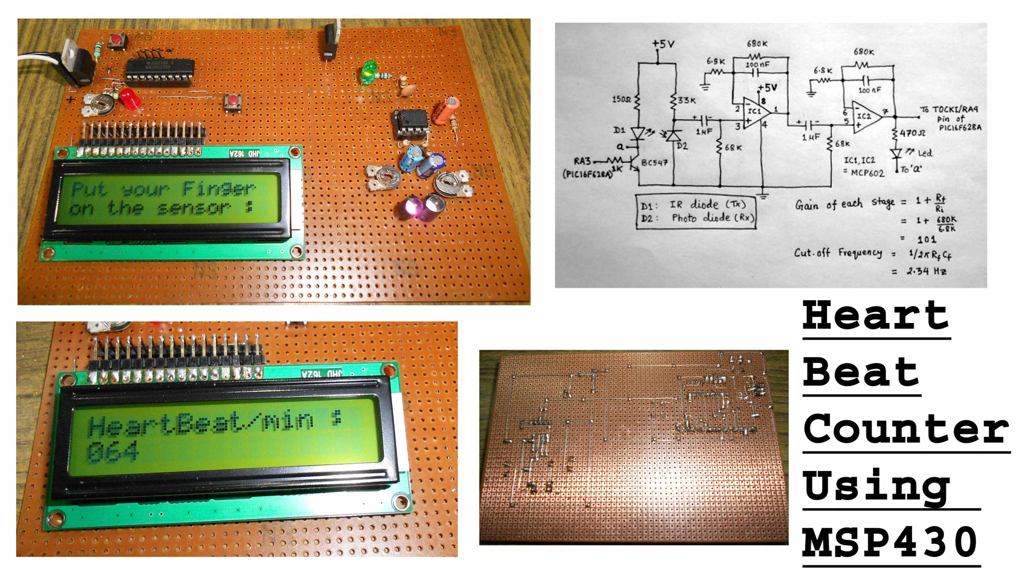 Heart Beat Counter Using Msp430 Instructables 