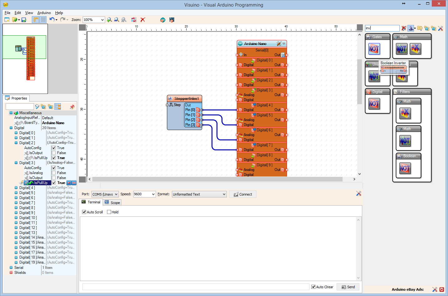 Arduino Nano and Visuino: Control Stepper Motor With Buttons : 12 Steps ...