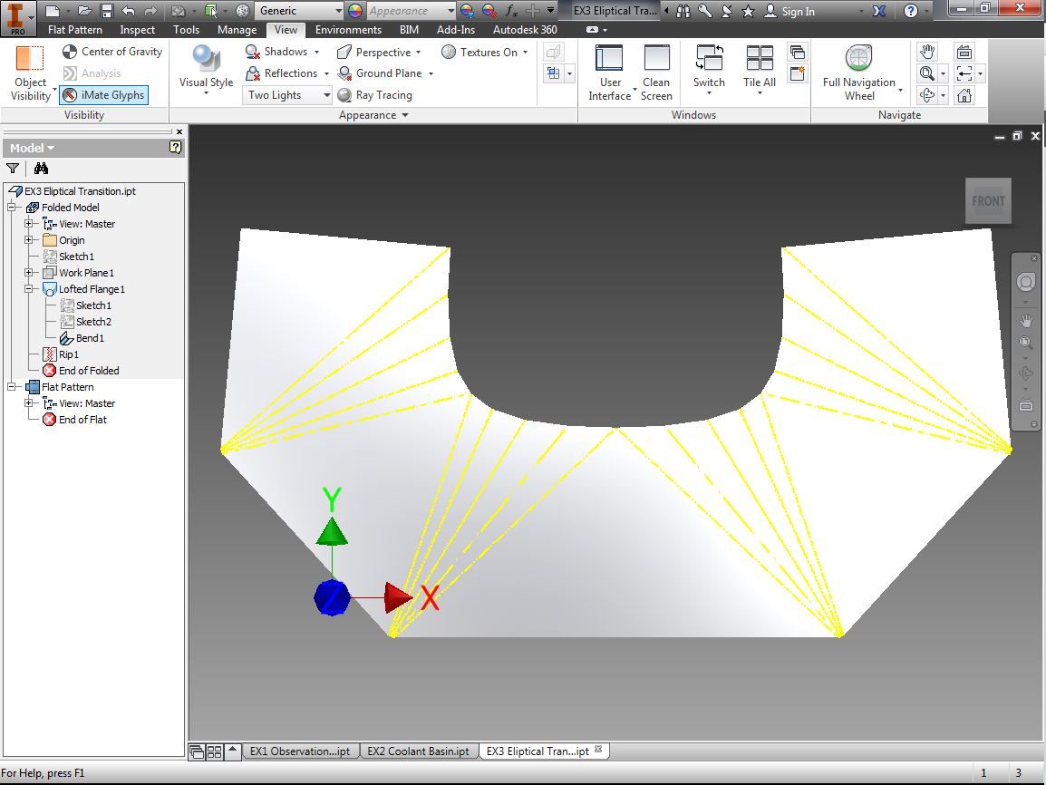 AutoDesk Inventor Sheet Metal EX3 Elliptical Transition : 5 Steps ...