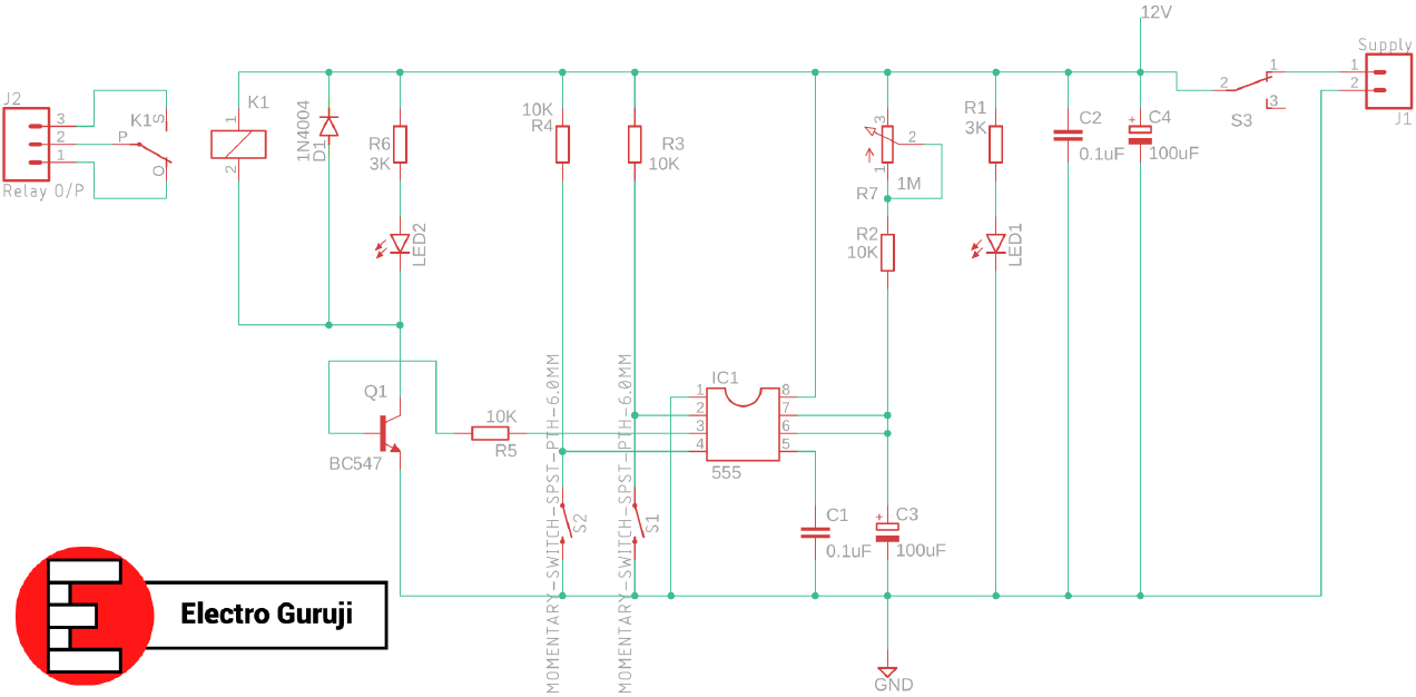 Adjustable 555 Timer Relay Switch | Monostable Multivibrator Circuit ...