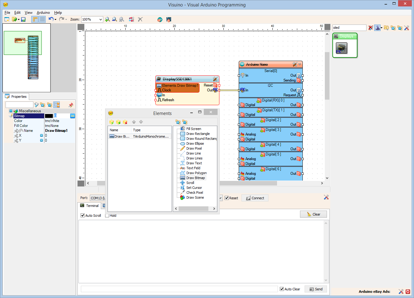 Arduino Nano: Bitmap Animation in SSD1306 I2C OLED Display With Visuino ...