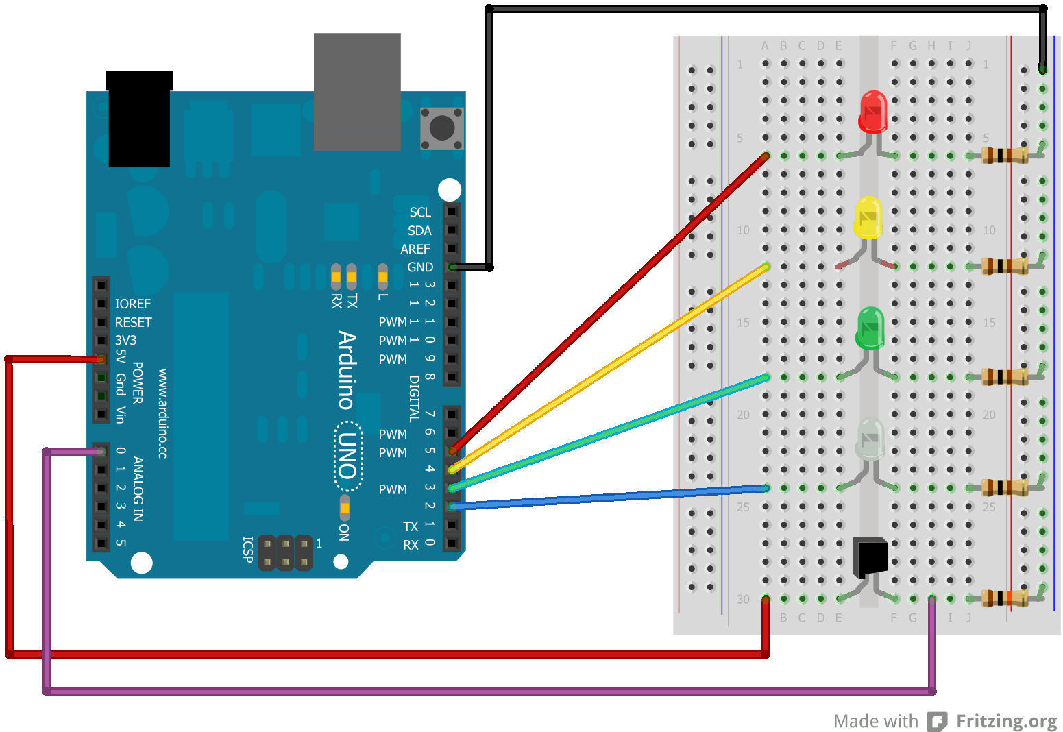 Arduino Street Traffic Light - Breadboard Edition : 13 Steps ...